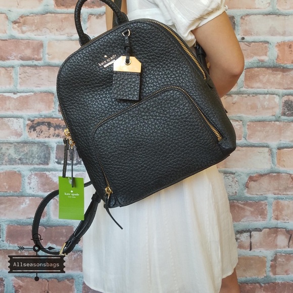 kate spade | Bags | Kate Spade Caden Carter Black Leather Backpack Bag ...